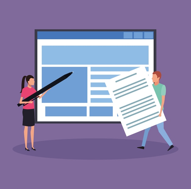 Illustration of People Interacting with Digital Document Interface | Jiffy Designs