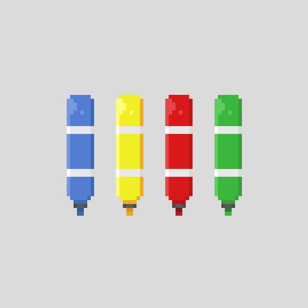 Vibrant Pixel Art Markers in Primary Colors | Jiffy Designs