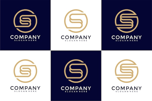 Elegant Interlocking S Monogram Logos in Gold and Navy | Jiffy Designs