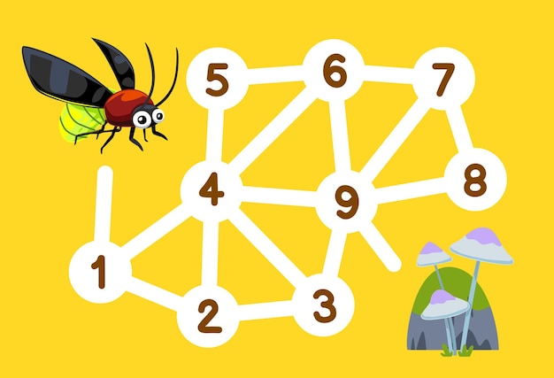 Whimsical Bug Illustration with Numbered Shapes | Jiffy Designs