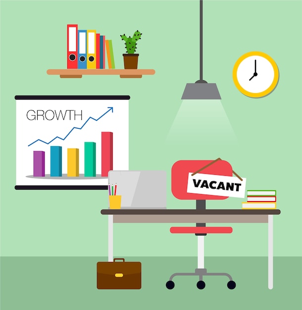 Vibrant Office Interior with Growth Chart and Vacancy Sign | Jiffy Designs