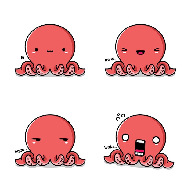 Adorable Octopus Emoji Collection with Expressive Faces | Jiffy Designs