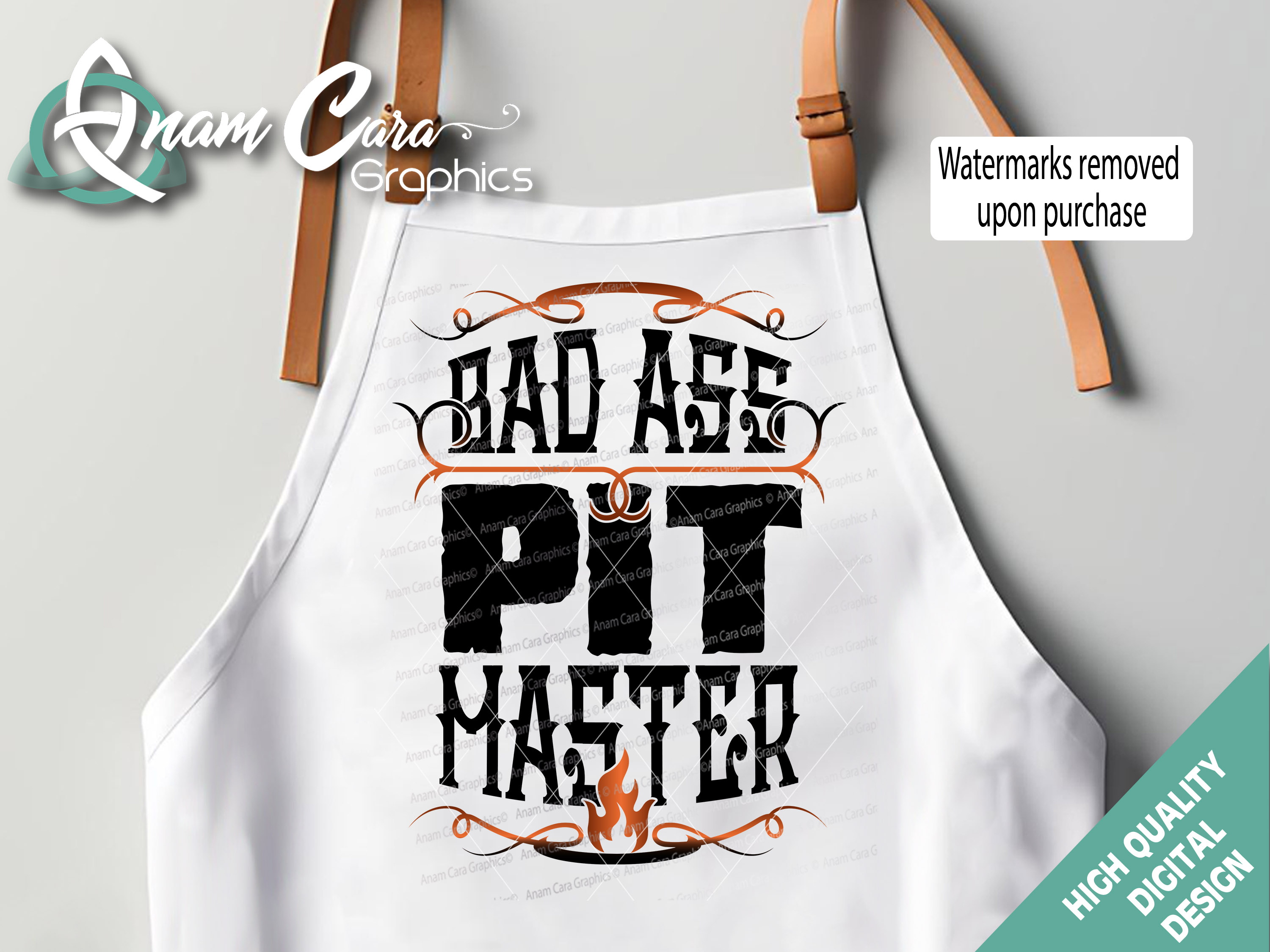 'Bad Ass Pit Master' Bold Typography with Fiery Embellishments | Jiffy ...