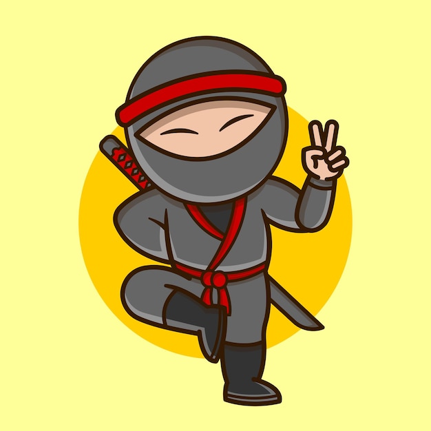 Ninja Warrior Making a Peace Sign in Action | Jiffy Designs