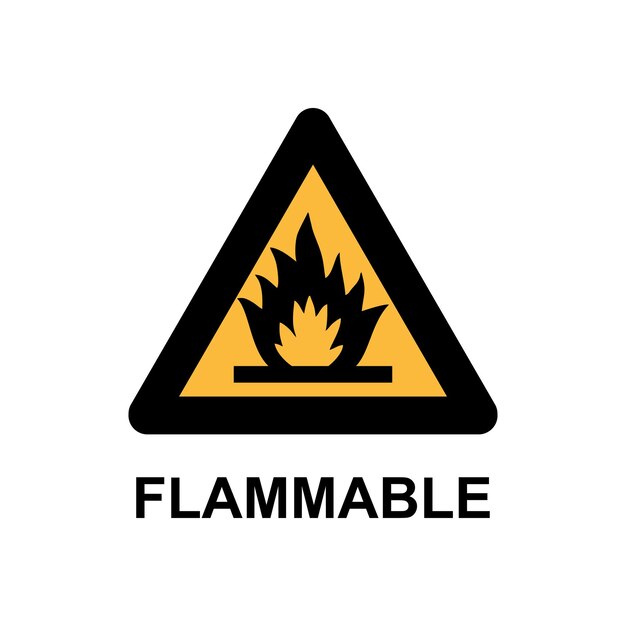 Fiery Flammable Warning Symbol with Stylized Flames | Jiffy Designs