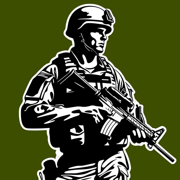 Powerful Soldier in Tactical Gear Wielding Assault Rifle | Jiffy Designs