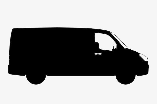 Sleek and Stealthy Cargo Van Silhouette in Black | Jiffy Designs
