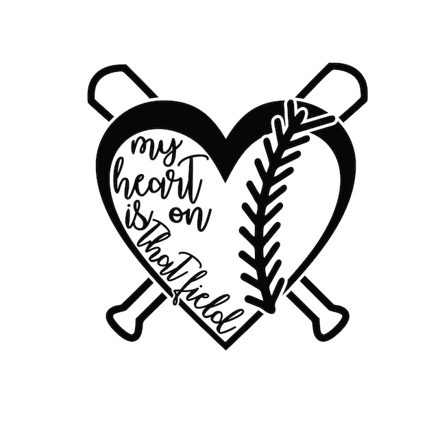 Inspirational Heart and Crossed Bats Silhouette Design | Jiffy Designs