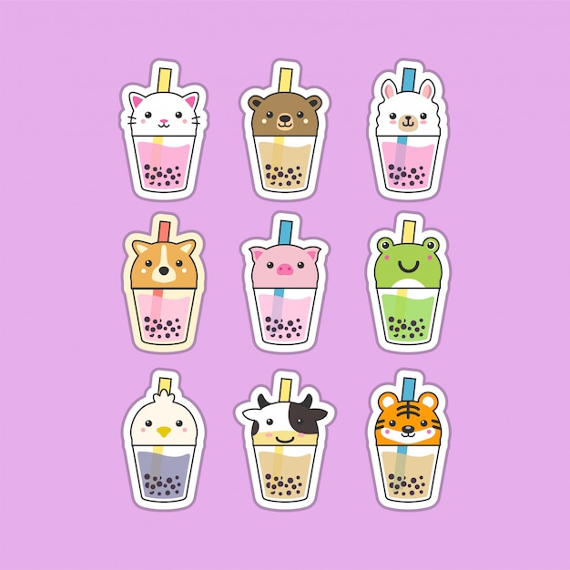 Vibrant Collection of Adorable Bubble Tea Stickers | Jiffy Designs