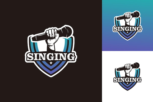Powerful Singing Logo with Microphone and Shield | Jiffy Designs