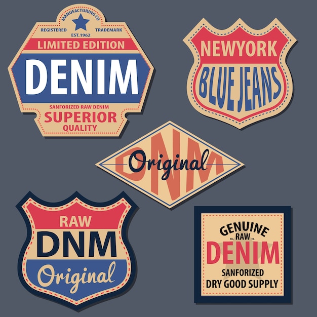 Vintage Denim Jeans Logos and Badges Collection | Jiffy Designs