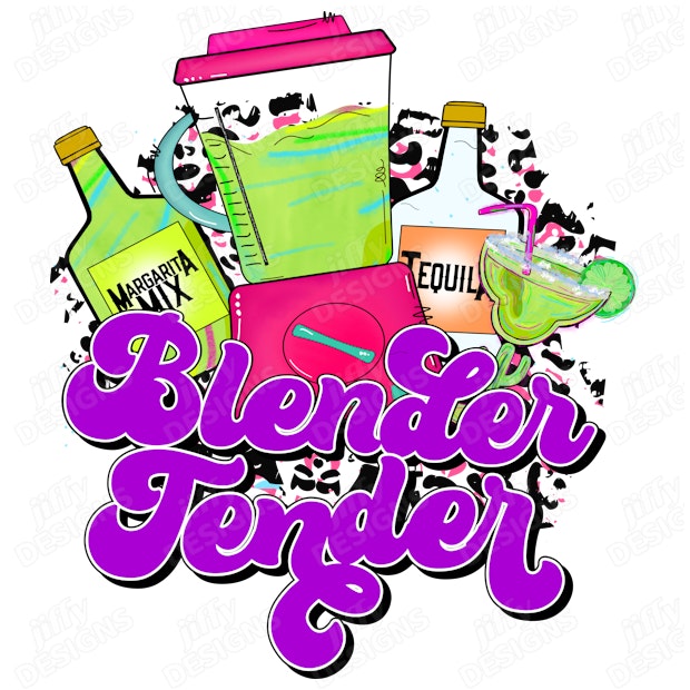 'Blender Tender' Vibrant Cartoon Cocktail Mixer with Playful Drink ...