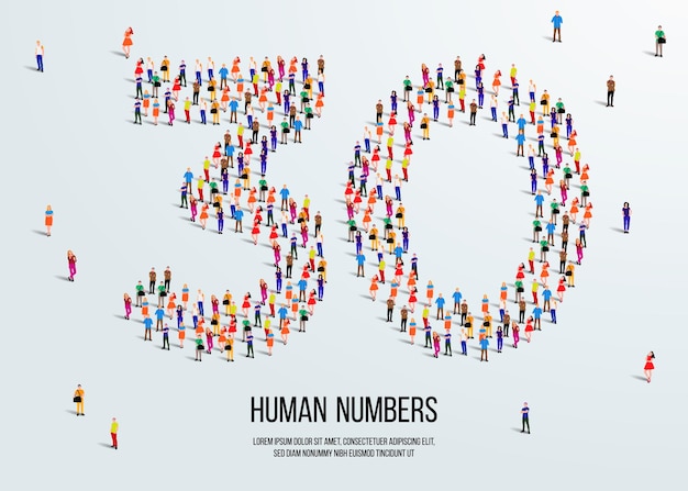Diverse Crowd Forming the Number 30, Celebrating Milestone | Jiffy Designs