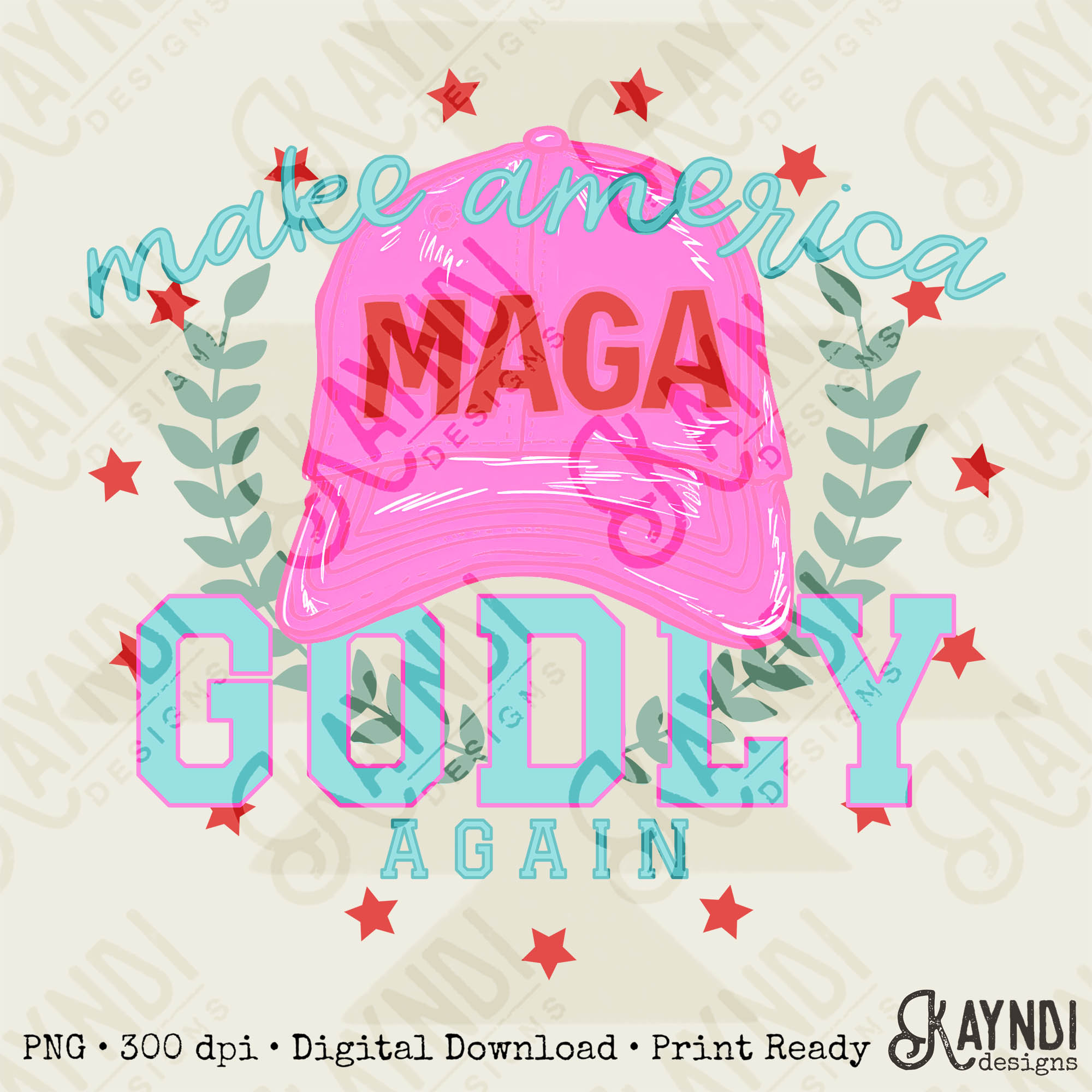 'Make America Godly Again' Vibrant Patriotic Design with Pink MAGA Cap ...