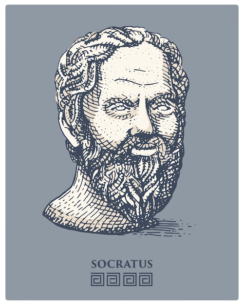 Intricate Engraved Portrait of the Renowned Greek Philosopher Socrates ...