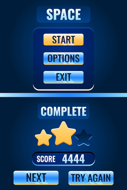 Captivating Space-Themed Game Interface with Vibrant Buttons | Jiffy ...