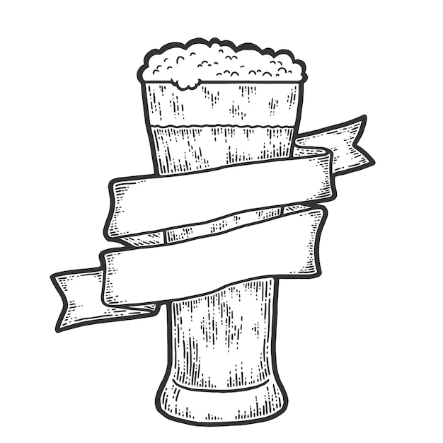 Vintage Beer Mug with Ribbon Banner Illustration | Jiffy Designs