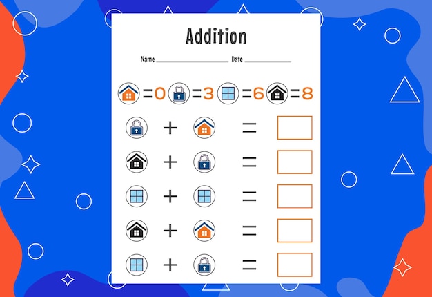 Engaging Addition Practice Worksheet with Geometric Shapes | Jiffy Designs