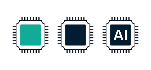 Minimalist Microchip Icons Representing Artificial Intelligence Technology | Jiffy Designs