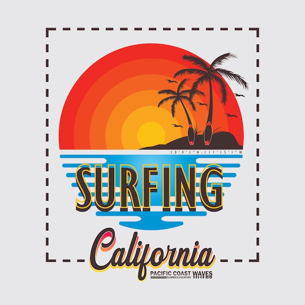 Vibrant Sunset Surfing Scene in California | Jiffy Designs