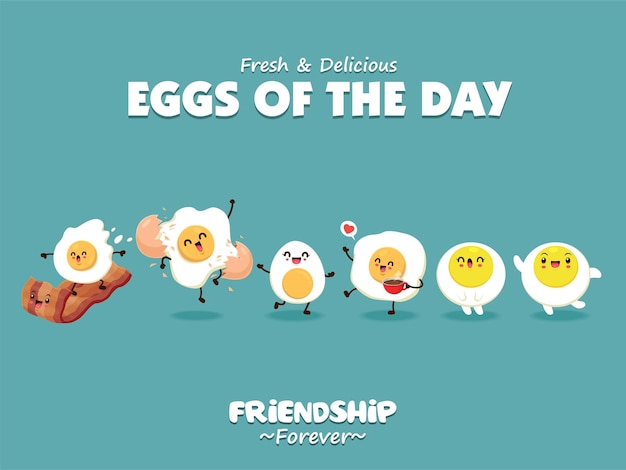 Cheerful Eggs Celebrating Friendship in Vibrant Illustration | Jiffy ...