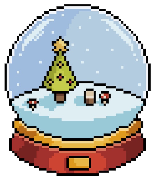 Festive Pixel Art Snow Globe with Christmas Tree | Jiffy Designs
