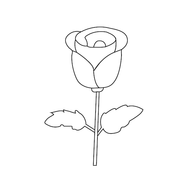 Elegant Single Rose Outline on White Background | Jiffy Designs