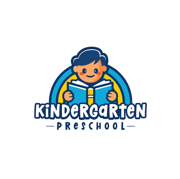 Cheerful Kindergarten Preschool Logo with Smiling Student | Jiffy Designs