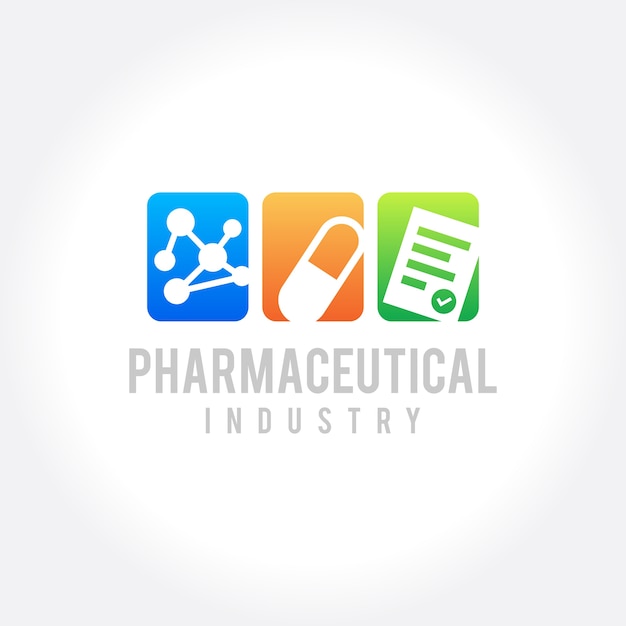 Pharmaceutical Industry Icons with Molecular Structure, Pill, and ...