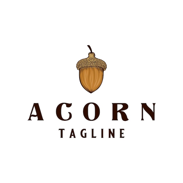Rustic Acorn Emblem with Textured Detailing and Elegant Lettering ...