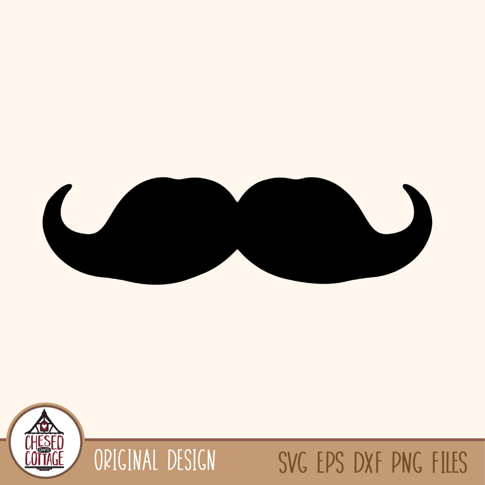 Classic Handlebar Mustache in Bold Black Silhouette | Jiffy Designs