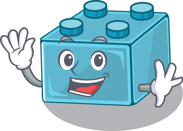 Waving Friendly Lego Brick Toys Mascot Design Style. Vector ...