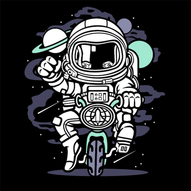 Cosmic Astronaut Riding Motorcycle Through Starry Night Sky | Jiffy Designs