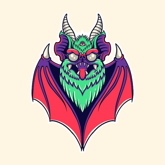 Vibrant and Fierce Demonic Bat Creature Illustration | Jiffy Designs