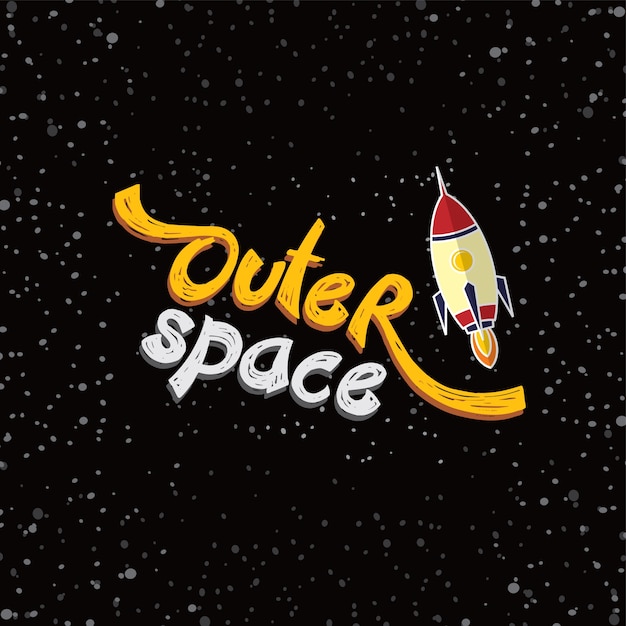 Outer Space Adventure Illustration with Rocket and Typography | Jiffy ...