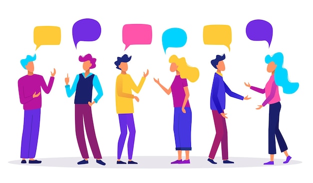 Vibrant Conversation: Diverse Figures Exchanging Ideas | Jiffy Designs