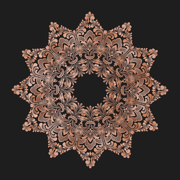 Intricate Copper Floral Mandala on Dark Background | Jiffy Designs