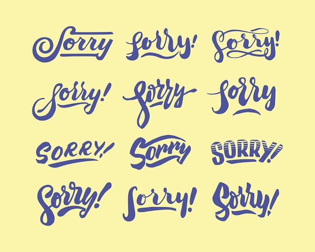 Handwritten 'Sorry!' Expressions in Various Stylized Lettering | Jiffy ...