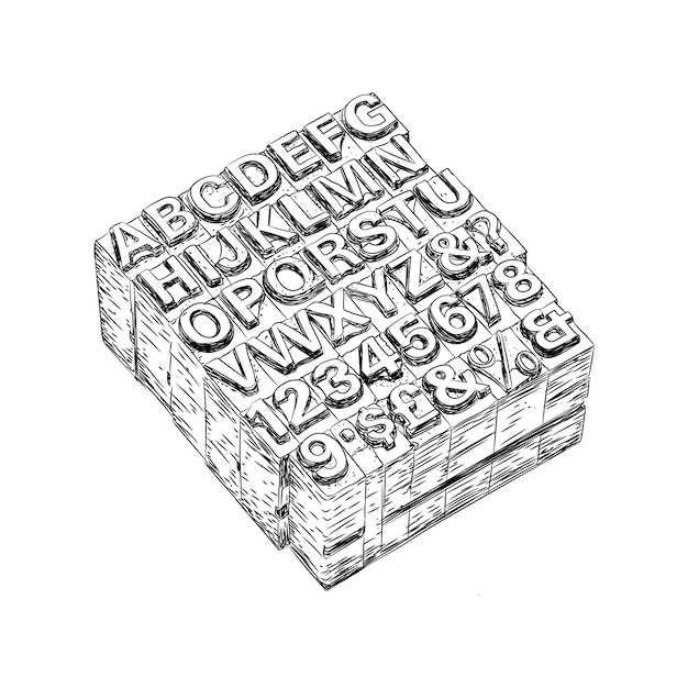 Monochrome Typographic Cube with Enigmatic Symbols and Numbers | Jiffy ...