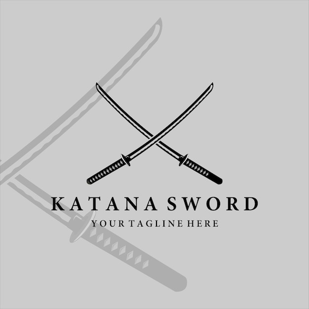 Crossed Katana Swords with Elegant Japanese Calligraphy | Jiffy Designs