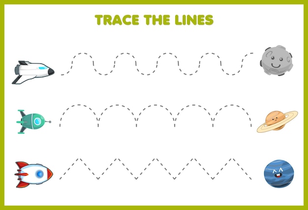 Trace the Lines: Fun Space-Themed Tracing Activity | Jiffy Designs