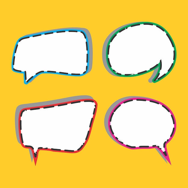 Vibrant Cartoon Speech Bubbles with Textured Outlines | Jiffy Designs