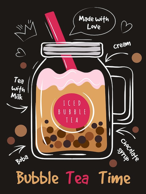 Vibrant Bubble Tea Illustration with Playful Accents | Jiffy Designs