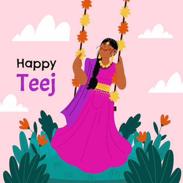 Vibrant Celebration of Teej: A Colorful Swing Amid Nature's Embrace ...