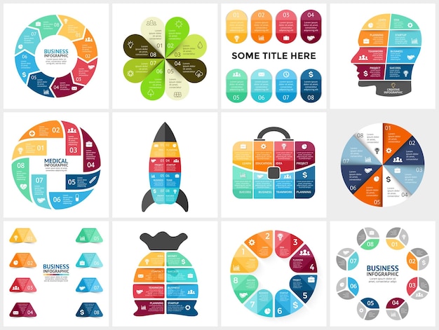 Vibrant Infographic Elements with Colorful Geometric Shapes and Icons ...