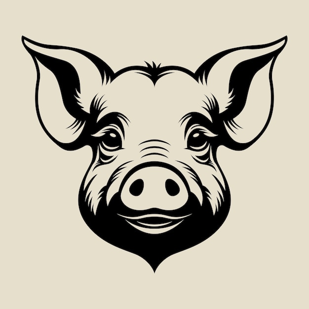 Captivating Pig Head Silhouette with Expressive Features | Jiffy Designs