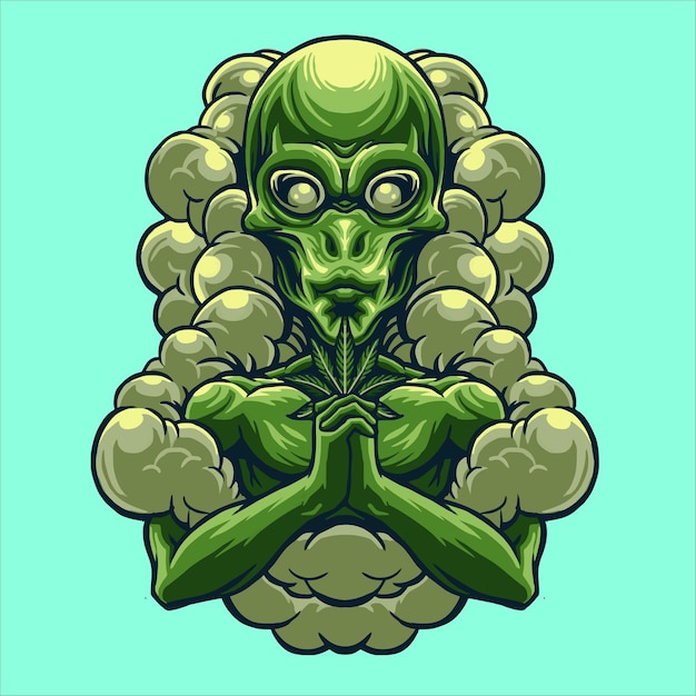 Enigmatic Alien Overlord Emerges from Cosmic Mist | Jiffy Designs