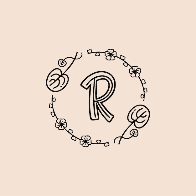 Elegant Floral Monogram Design with Letter R | Jiffy Designs