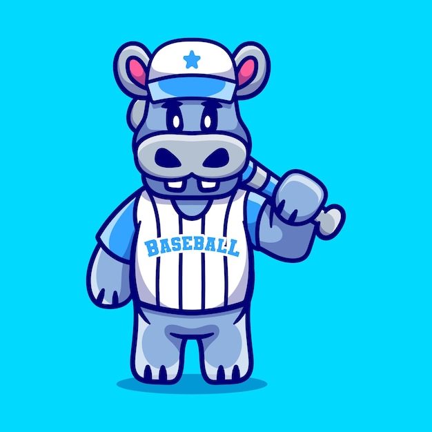Adorable Baseball-Loving Hippo in Uniform | Jiffy Designs