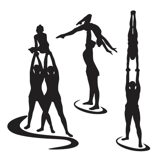 Diverse Silhouettes of Acrobatic Figures in Motion | Jiffy Designs